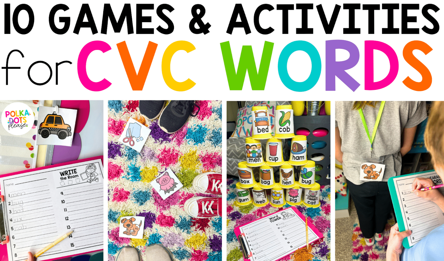 10 Games & Activities to Practice CVC Words in Kindergarten - Polka ...