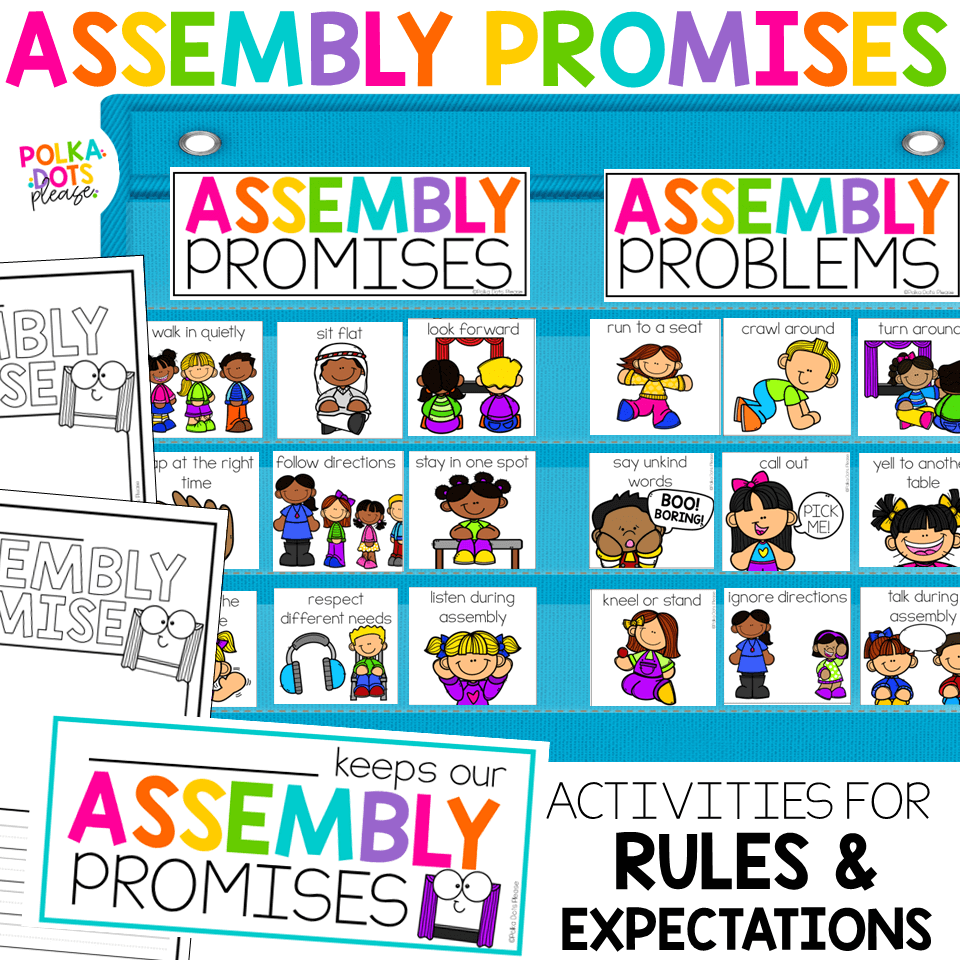 Assembly Expectations-School Rules and Procedures-Back to School Activities - Polka Dots Please