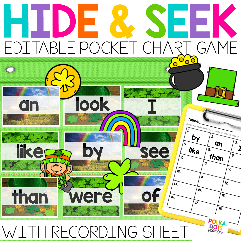 St. Patricks Day Activity | HIDE AND SEEK Pocket Chart Game with ...