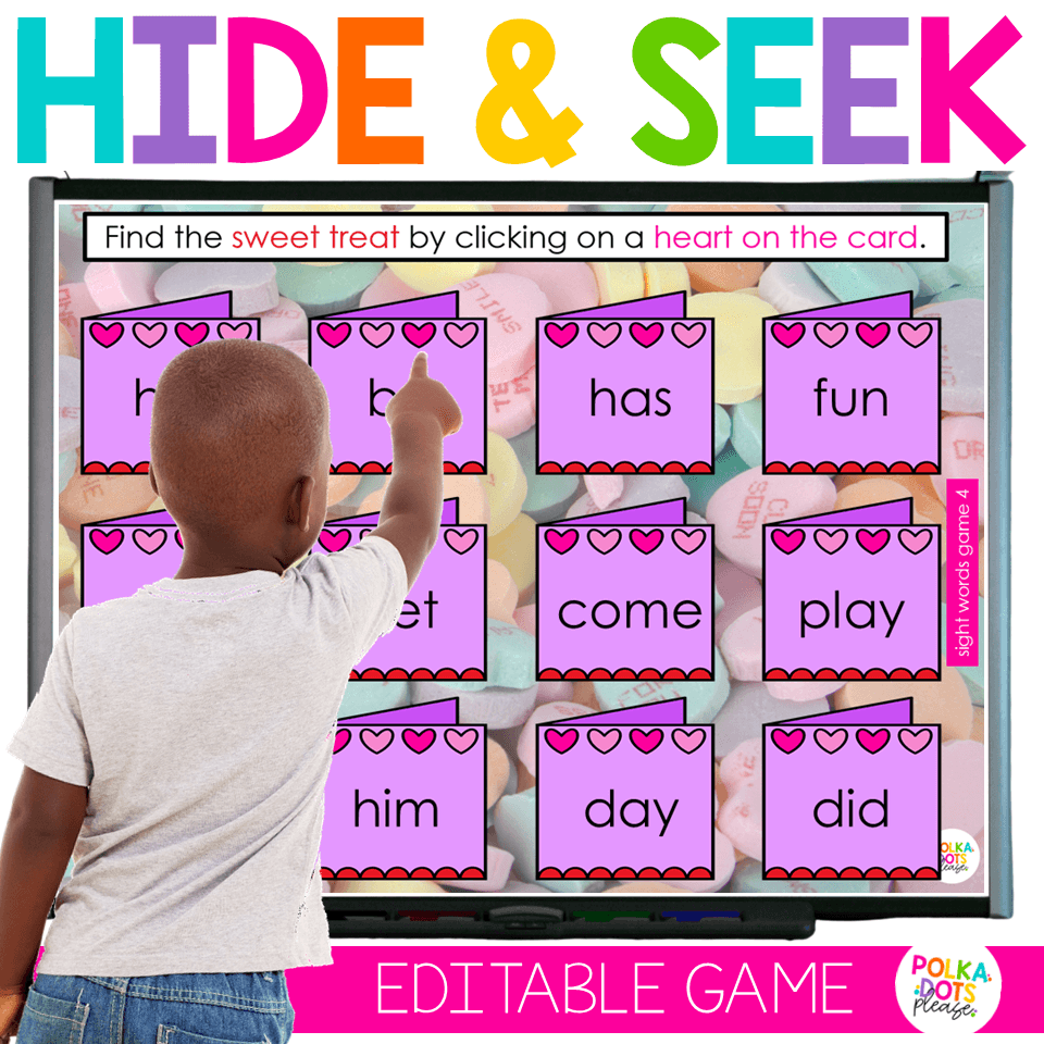 Valentines Day Activities Hide and Seek Games for Sight Word Editable ...