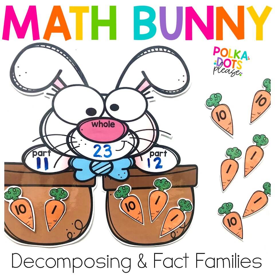 Spring Math Bunny Worksheets and Activity - Polka Dots Please
