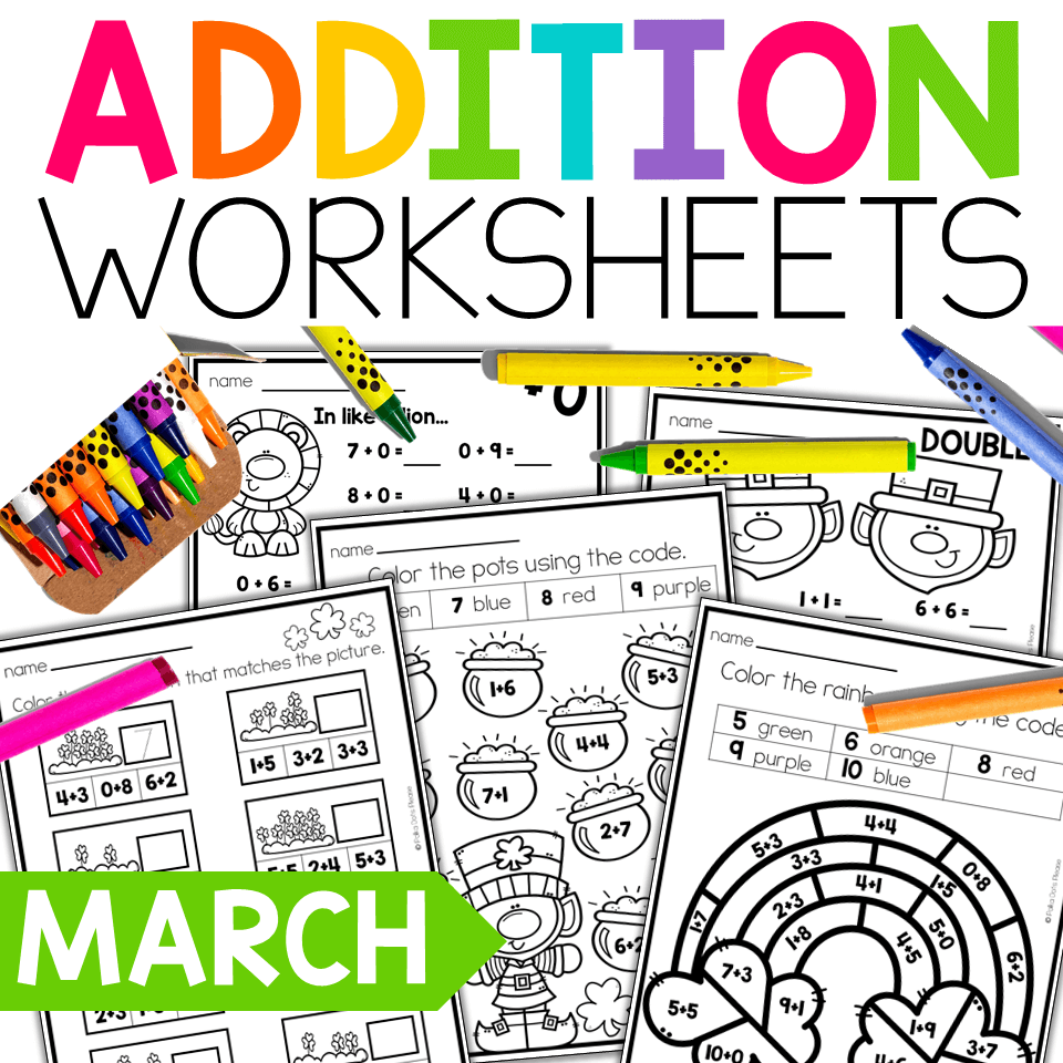 Addition to 20 Worksheets | March Math | St Patricks Day Activities ...