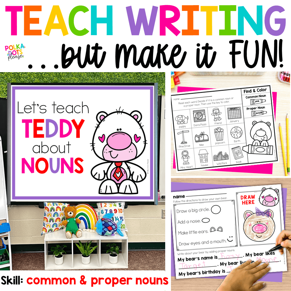 Valentine Directed Drawing and Valentines Day Grammar Common and Proper ...